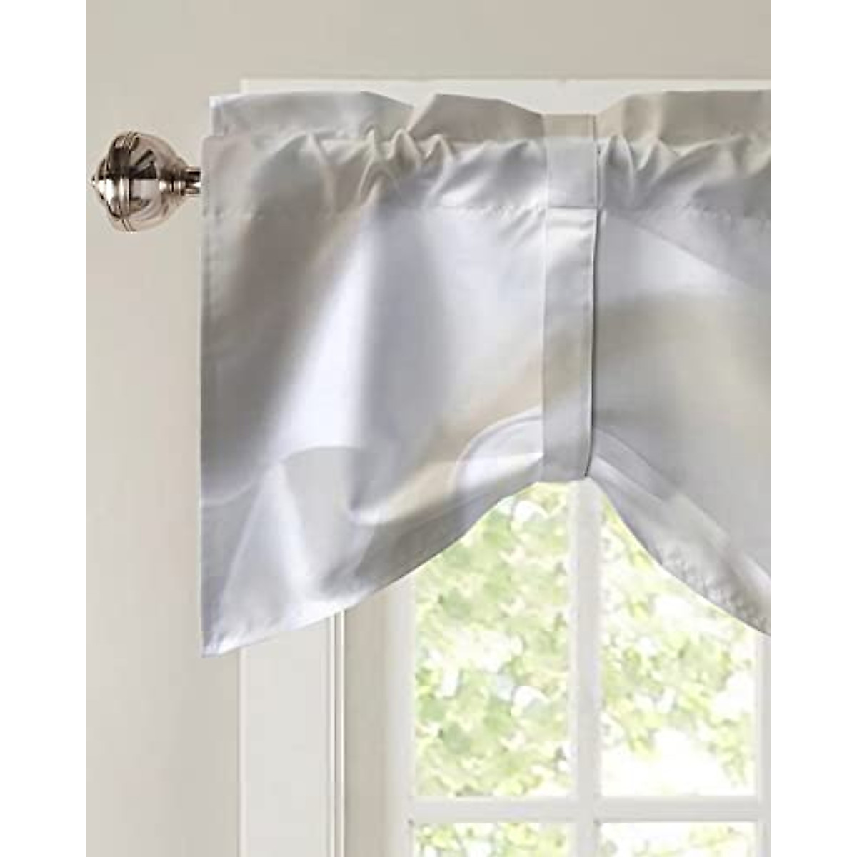 Tie Up Valance for Kitchen Windows, White Gold Silk Art Tie-up Curtain Shade Valances 60x18In 1 Panel Rod Pocket Short Curtains Window Treatment for Living Room Home Decor Abstract Fabric Texture