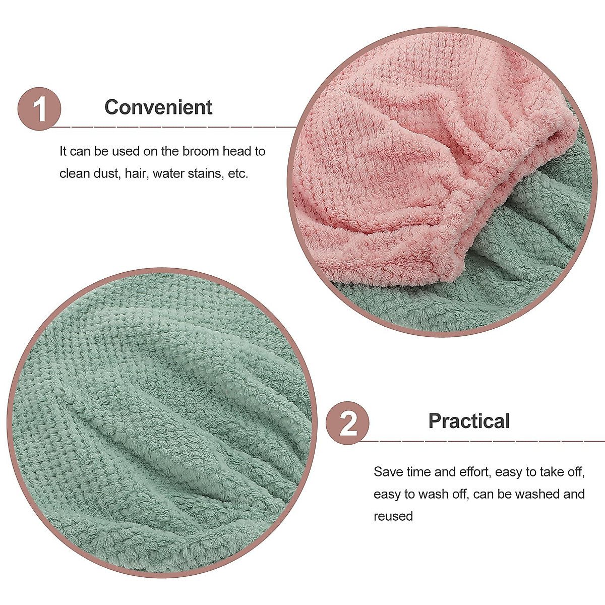 2pcs Broom Sweeping Cloth Multi Functional Household Cleaning Tool Broom Replacement Wet Dry Dust Collector Pads Refill Duster Refill