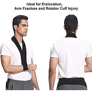 supregear Arm Sling, Lightweight Neck Support Collar Immobilizer Simple Arm Sling Breathable Shoulder Support for Men Women (Black, Standard)