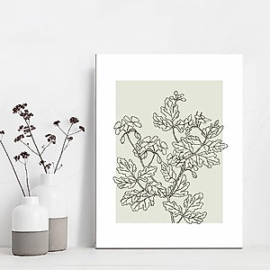 Anyzal Modern Minimalist Line Flower Canvas Wall Art 3 Piece Boho Botanical Plant Simple Natural Floral Leaf Pictures Wall Decor for Living Room Bathroom Bedroom 12x16 In/pc Ready to Hang