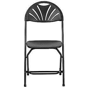 EMMA + OLIVER 8 Pack 650 lb. Capacity Black Plastic Fan Back Folding Chair