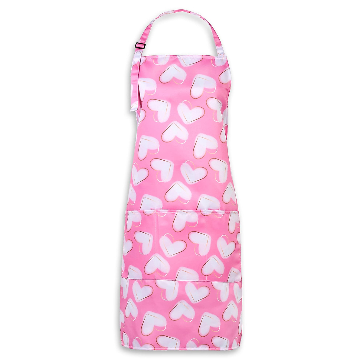 Waterproof Pink Hearts Bib Apron for Spring for Kitchen Baking Cooking Hair Stylists Cosmetologists