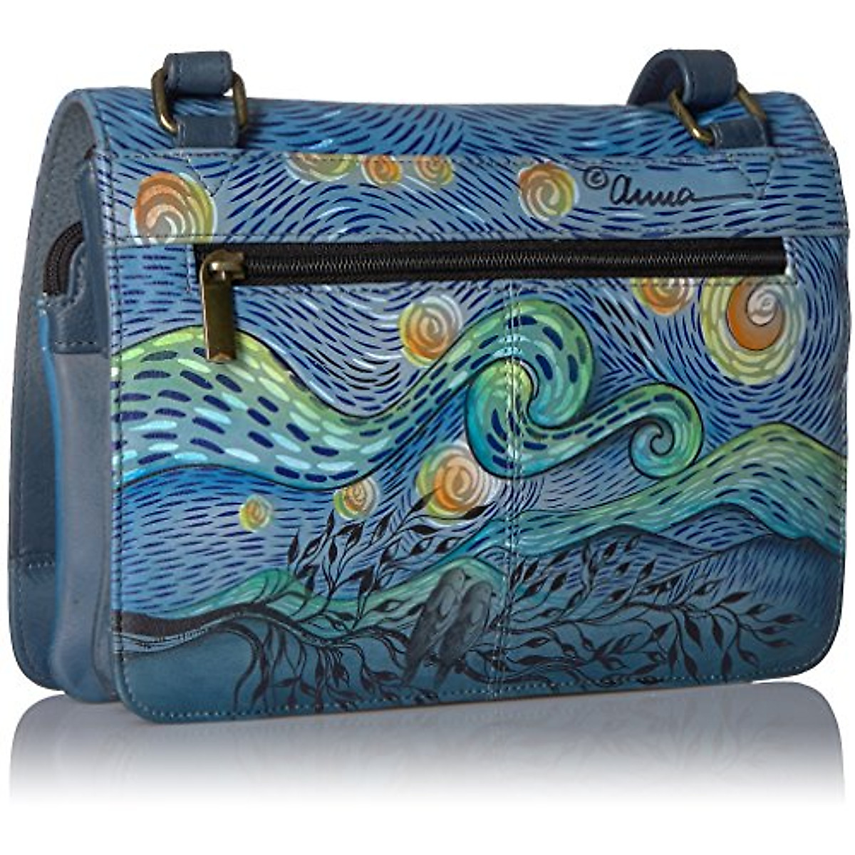 Anna by Anuschka womens Anna Anuschka, Handpainted Leather Medium Saddle Crossbody-love in Paris Cross Body Handbag, Love Paris, One Size US