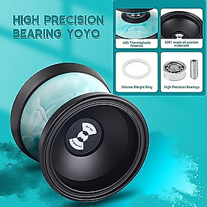 FETESNICE X1 Yoyo Professional, Unresponsive Yoyos for Kids Adults, Metal and Plastic Trick Yo-Yo with Bag + Glove + 10 Replacement Yoyos Strings(Green)