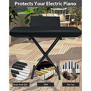 Piano Keyboard Dust Cover, Water Proof Stretchy Electric Piano Keyboard Covers for Digital Electric Pianos, Full Cover Elastic Lock Music keyboard Protector Cover (88 - Keys, Black)