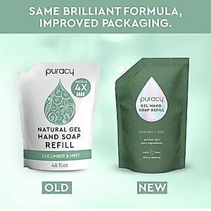 Puracy Organic Hand Soap, Professional Hand Washers We've All Become, Moisturizing Natural Gel Hand Wash Soap, Liquid Hand Soap Refills for Soft Skin (Refill Cucumber & Mint, 48 Ounce)