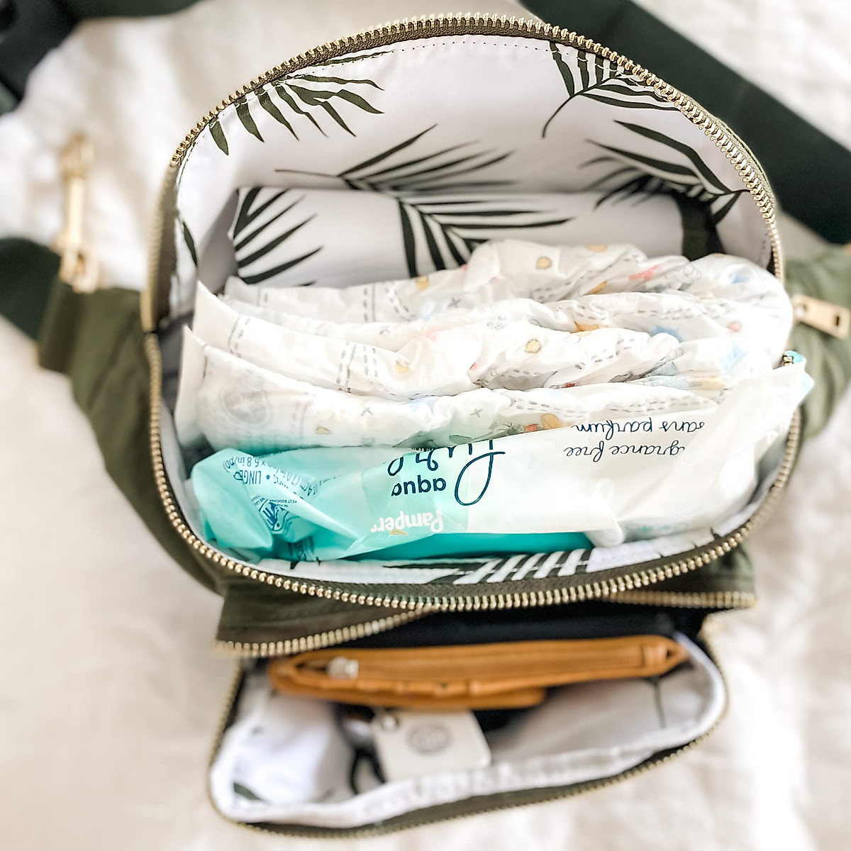 Ditty Co. - Lanikai Small Diaper Bag - Portable Changing Pad - Crossbody Bags For Women - Fanny Pack - Baby Travel Essentials (Olive Green)