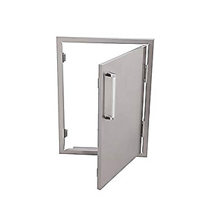 WHISTLER Outdoor Kitchen Single Access Door,17x24 Inch,304 Stainless Steel BBQ Grill Doors,Silver (17W x 24H)