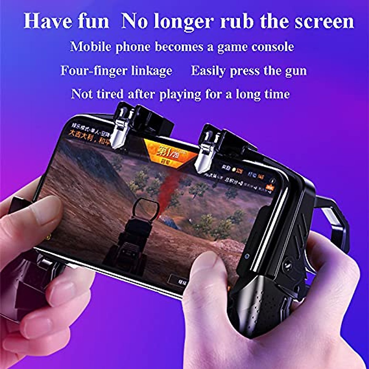 Mobile Trigger Controller Joystick, Metal Control Bar Game Controller,Upgrade Version Gaming Keys Buttons for Phone Game (Black)