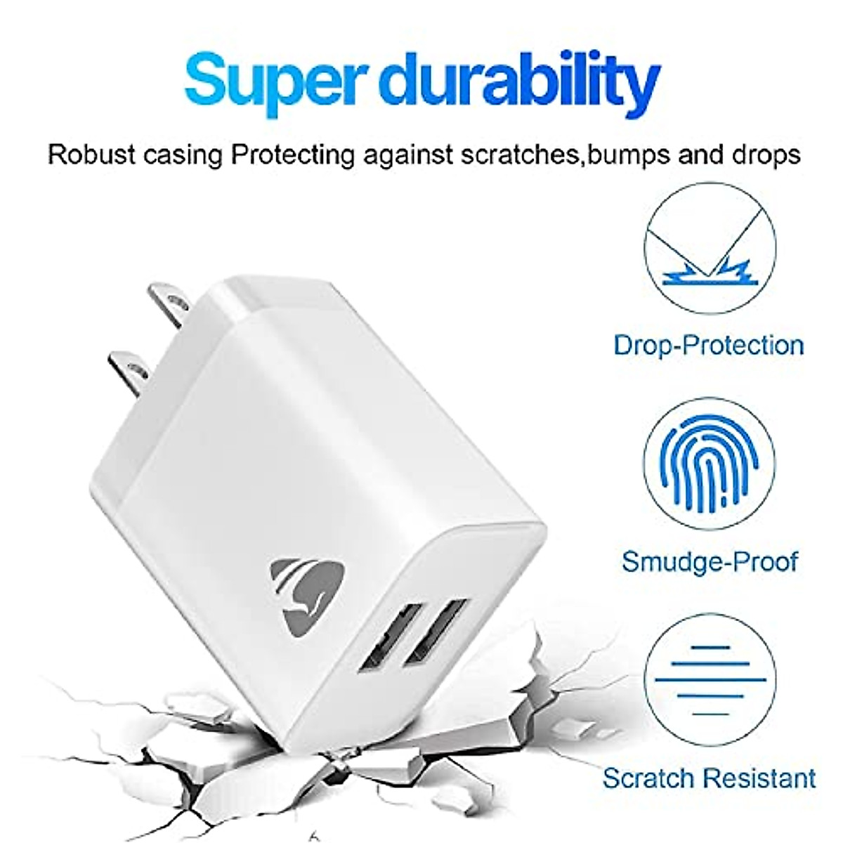 USB Wall Charger, 4-Pack USB Charger Block 2.4A/5V Dual USB Wall Plug Adapter Fast Charging for iPhone 14 13 12 11 Pro Max SE XS XR X 8 7 6 6S Plus, Samsung, LG, Moto, Android Phones