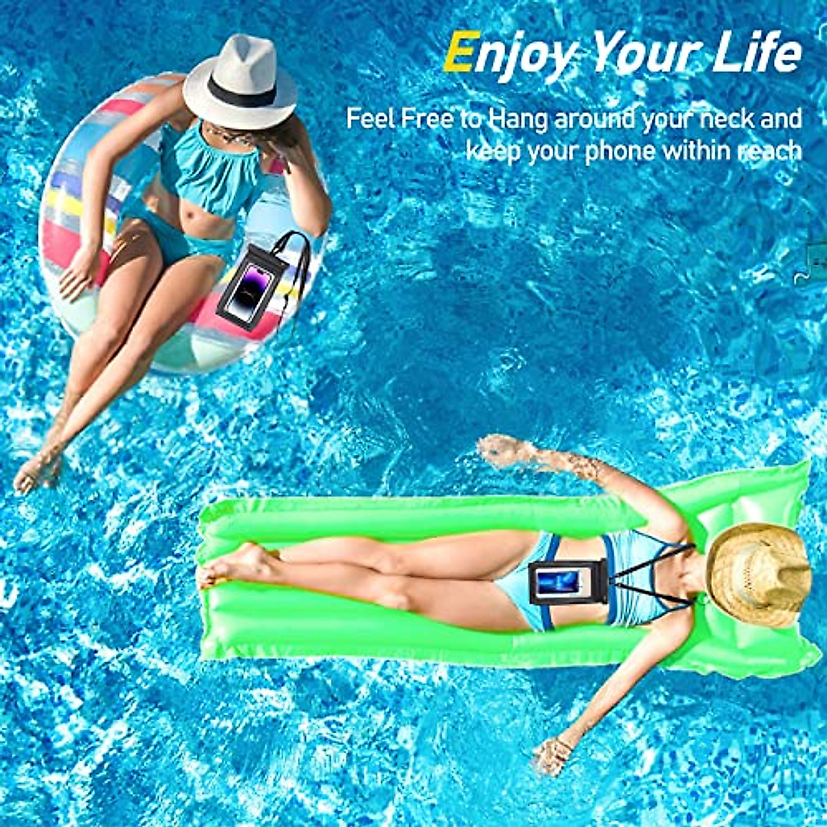 2 Pack Waterproof Phone Pouch Floating Large Waterproof Cellphone Dry Bag Case for iPhone 14 13 12 11 Pro Max XS XR X Galaxy S21 Samsung S22 Up to 7", PVC IPX8 Underwater HD Touch Phone Protector