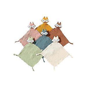 FOMAISELF Baby Comforting Security Blanket, Baby Sleeping Toy Soft Baby Comforter Toy, Soft Cotton Muslin Baby Comfort Blanket for Girls Boys Newborn Infant, Pink