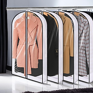 JOHOUSE Garment Bags for Hanging Clothes, 40inch Clear Dress Suit Coats Jackets Shirts Hanging Clothes Storage for Closet Storage and Travel，6PCS