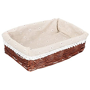 Zerodeko Storage Woven Basket Wicker Baskets Storage Baskets for Shelves Rectangular Wicker Basket Bathroom Baskets for Woven Rattan Storage Tray Garbage can Cotton Linen Toilet Paper