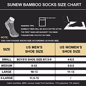 Sunew Golf Bamboo Socks Women,Ankle Wicking No Blister Cushioned Hiking Trekking Ankle Breathable Comfort Tennis Low Cut Socks with Arch Support 6 Pack Gray M