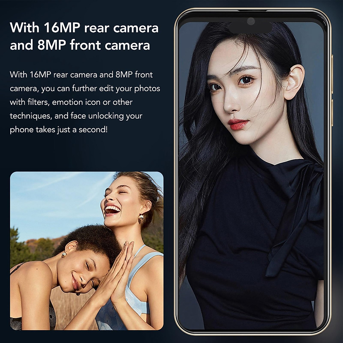 Tangxi Unlocked Smartphone for Android 10.1, 6.1in 2GB 32GB ROM Mobile Phone, 3G Network Dual SIM 4000mAh Large Battery Cell Phone 100‑240V (US Plug)