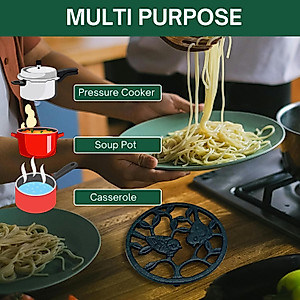 Cast Iron Bird Trivet Set, 3-Pack - Decorative Metal Pot Holders, Rustproof & Rubber Feet for Hot Dishes, Pans, Teapots - Kitchen & Dining Decor, Black