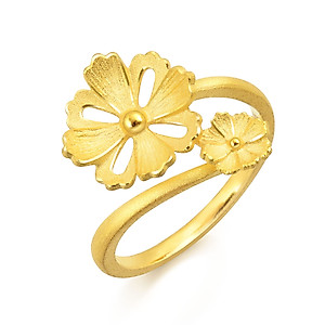 CHOW SANG SANG Cultural Blessings Daily Bliss 999.9 24K Gold Price-by-Weight 3.36g Gold Luxurious Blossom Ring (Size 13) for Women and Wedding Occasion 88427R (13) (17)