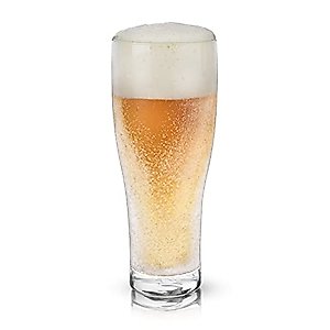 Viski Glacier Double Walled Beer, Active Cooling Gel, 16 Ounces, Clear Glass, Chilling Technology, Set of 1, 1 Count (Pack of 1)