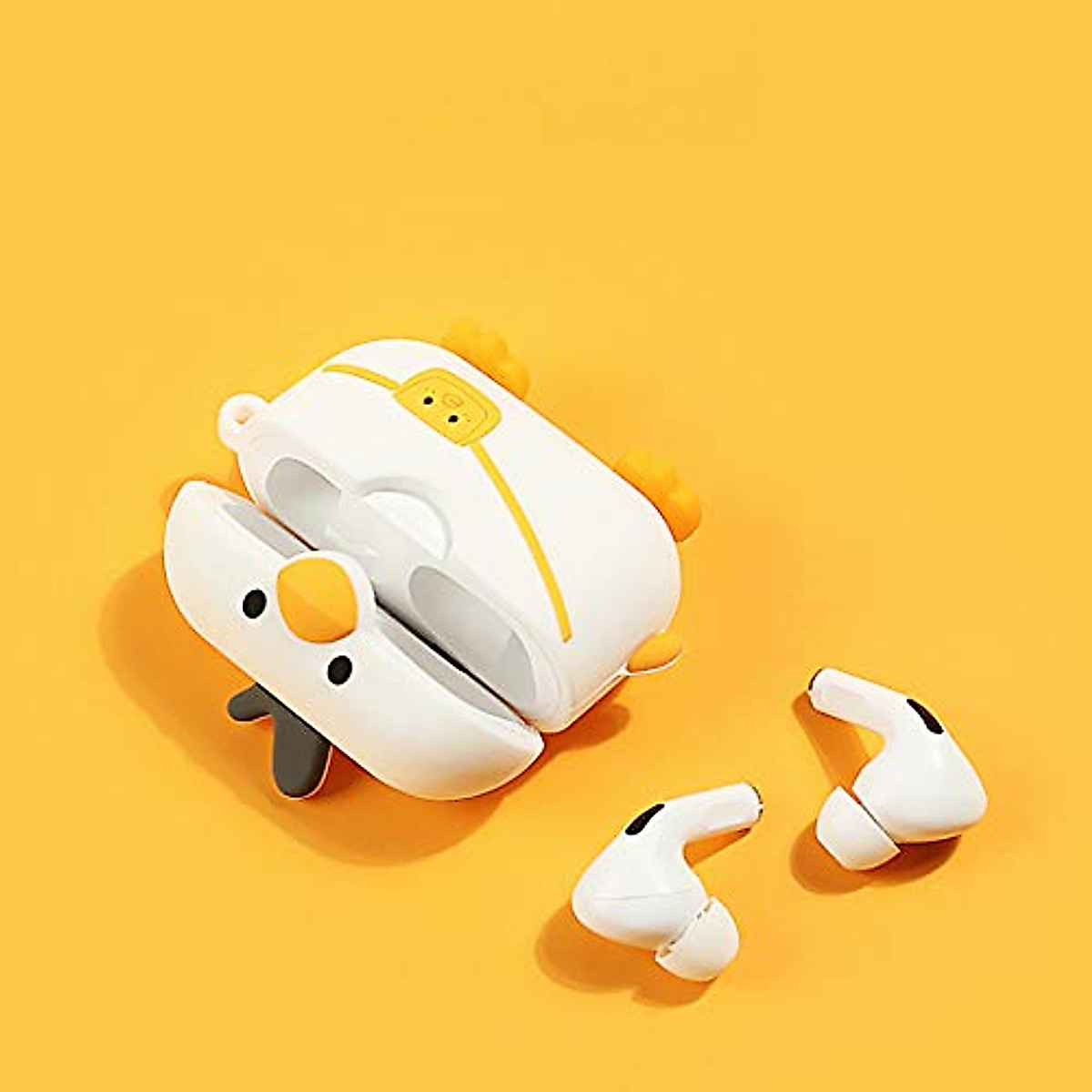 Compatible for AirPods Case Pro White Bag Duck ，Kids Teens Girls Boys Women Protective Silicone Skin for AirPod Case Cute Duck, Funny Kawaii Fashion Cartoon 3D Cover for AirPods Pro with Keychain