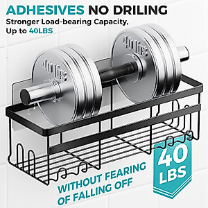 HomeHacks Shower Caddy, 3-Pack with Soap Holder, No Drilling Rustproof Organizer with Save Space Hooks, Apartment Essentials for Bathroom, Kitchen & Living Room, Shelf for Inside Shower