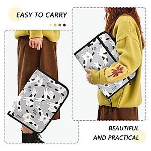 ZZKKO 13 Pockets Expanding File Folder Cute Dogs Animal Grey with Sticky Labels Accordion File Folder Document Organizer Letter Size A4 Papers Expandable File Keeper