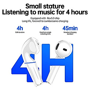 Hrbzo Wireless Earbuds Bluetooth Headphones Stereo Sound Earphones 30H Playtime Wireless Charging Case & Power Display, Touch Control IPX6 Waterproof Stereo Earphones in-Ear Built-in Mic Headset