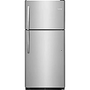 Frigidaire FFTR2021TS 30" Top Freezer Refrigerator with 20.4 cu. ft. Total Capacity 2 Full Width Glass Refrigerator Shelves 1 Full Width Wire Freezer Shelf Reversible Door and 2 Crisper Drawers in Stainless Steel