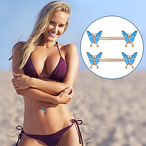 Sanfenly 14G Nipple Rings Belly Button Rings for Women 316L Surgical Steel Curved Navel Barbell CZ Weed Butterfly Tongue Rings Belly Nipple Piercing Jewelry