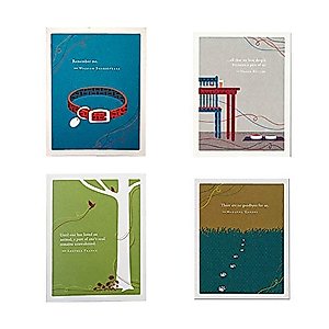 Worth Remembering Pet Sympathy Bundle II by Positively Green, Set of 4 Different Bereavement Greeting Card Designs with Sentiments, Four White Envelopes Included