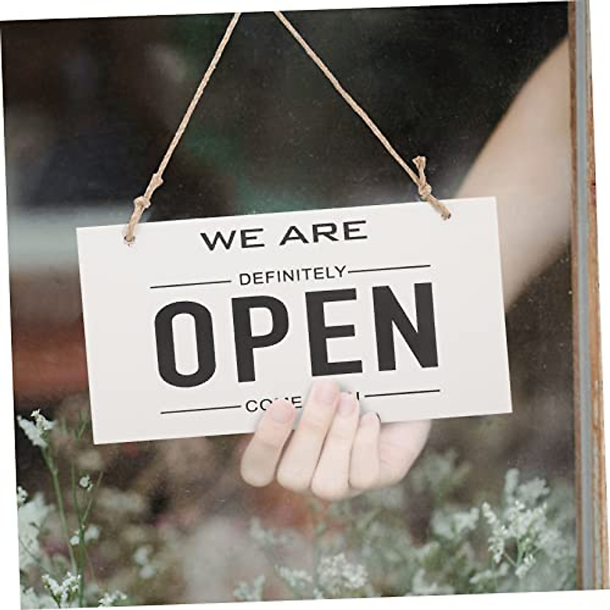 Double-sided business listing open signs for business open closed sign cafe wall art neon open sign business supplies front door wall signs Christmas Work Wooden white Ornament