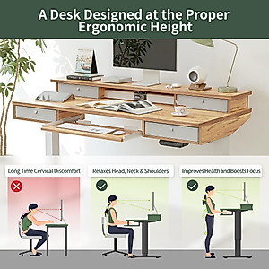 FEZIBO Height Adjustable Electric Standing Desk with 4 Drawers and Keyboard Tray, 48 x 24 Inch Table with Storage Shelf, Sit Stand Desk with Splice Board, LightRustic Brown