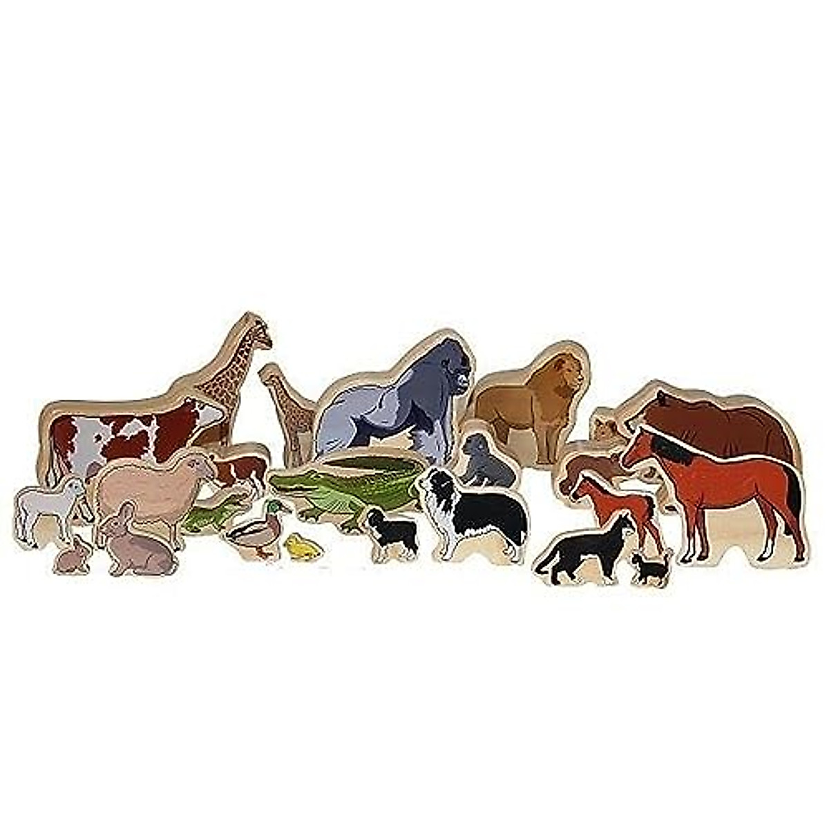 THE FRECKLED FROG FF436 Animal Families - Set of 24 - Ages 12m+ - Matching Game with Animal Fathers, Mothers and Babies - Wooden Animal Blocks for Toddlers - Double-Sided