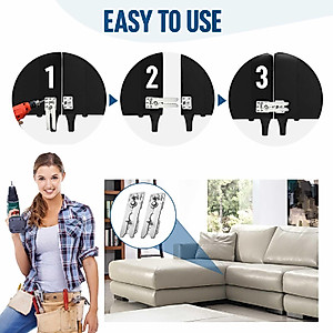 SKMYL Sofa Connector, Heavy Duty Sofa Snap Furniture Invisible Connector Head Snap with Mounting Screws, Sofa Connector Bracket for Loveseat Sofa and Other Furniture (Sofa Alligator Clips 2 Pairs)