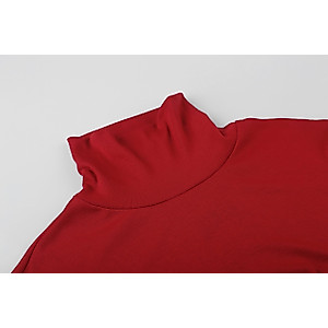 Derminpro Men's Thermal Turtleneck Soft Long Sleeve T-Shirt Red Small