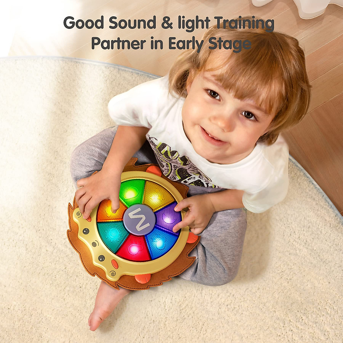 TUMAMA Baby Musical Drum Toy, Light Up Toys Electronic Music Sound Baby Toys Toddler Musical Instruments Light up Game Baby Sleep Soother Toy Christmas Birthday Gifts for Boy Girls Kids 2 3 Years