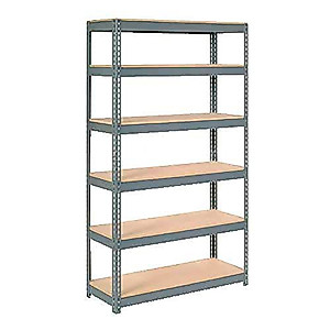 Global Industrial Extra Heavy Duty Shelving 48"W x 18"D x 60"H With 6 Shelves, Wood Deck, Gry