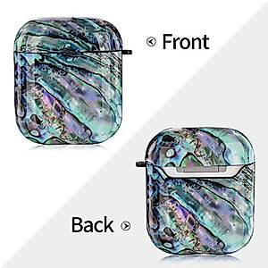 CAGOS for Airpods Case, Cute Marble Protective Hard Cover with Keychain Compatible with Apple Airpods 2nd/1st Generation Case for Women Girls (Turquoise Blue)