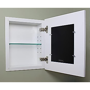 Fox Hollow Furnishings 11x14 Compact Concealed Recessed Picture Frame Medicine Cabinets (Shaker White)