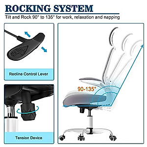 Mimoglad Office Chair, High Back Ergonomic Desk Chair with Adjustable Lumbar Support and Headrest, Swivel Task Chair with flip-up Armrests for Guitar Playing, 5 Years Warranty