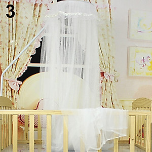 HEVIRGO Bed Canopy Mosquito Net, Hanging Travel Netting Curtains, Play Tent Bedding, Baby Bed Mesh Dome Curtain Mosquito Net Durable Toddler Crib Cot Canopy Bed Net - Beige