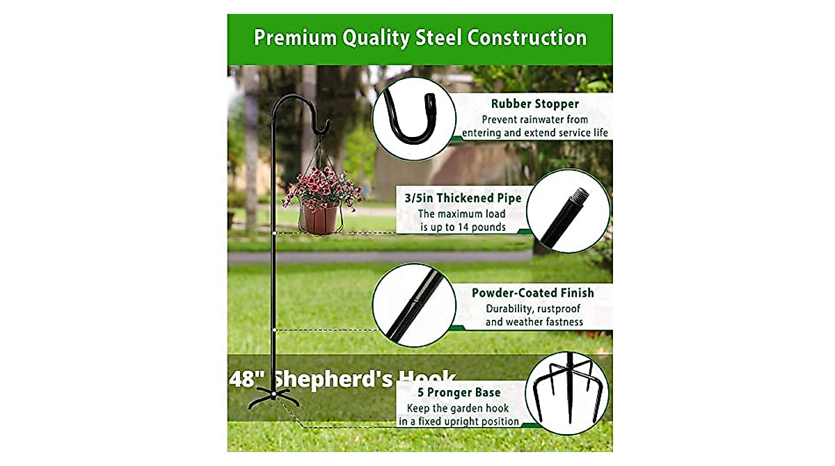 MAXZONE Outdoor Shepherd Hook - Durable 2 Pack