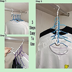 Space Saving Hangers - Sturdy Plastic Magic Hangers 5 Holes Hanging Closet Organizers for Clothes Shirt Dress Small Space Organization and Storage Apartment College Dorm Room Essential（8pcs）