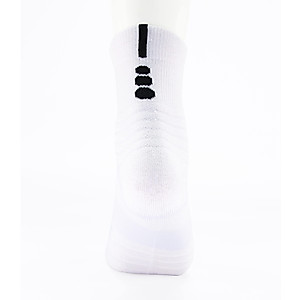 DILIBA Elite Basketball Socks Cushion ​Athletic Crew Socks for Men's Women's Youth Boy White