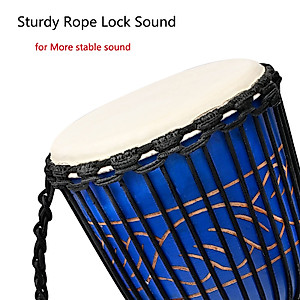 AIMEIS Djembe Drum,10" African Drum Carved of Mahogany Goatskin Hand Drums for Adults Beginner (Blue)