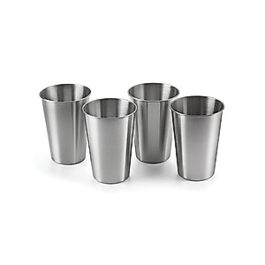 Outset Chillware Stainless Steel Beer Glasses, Set of 4, 16 Oz Drinking Cups
