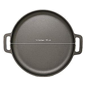 Cuisiland 13.5" Pre-Seasoned Cast Iron Pizza and Baking Pan (35cm Diameter) for- Stove, Oven, Grill or Campfire