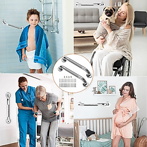 Rockgoya Shower Grab Bar, 2 Pack 16 Inch Bathroom Grab Bar, 304 Stainless Steel 1.25" Diameter Anti-Slip Handicap Grab Bar Support Shower Rail Senior Handrail Shower Safety Bar Handle