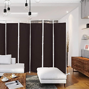 Giantex 6 Panel Room Divider, 6 Ft Folding Screen for Privacy with Steel Support Base, Lightweight Portable Room Dividers and Folding Privacy Screens, Brown
