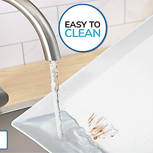 US Acrylic White Plastic Serving Trays (Set of 4) 15” x 10” | Large Unbreakable Reusable Rectangular Party Platters | Serve Appetizers, Fruit, Veggies, & Desserts | BPA-Free & Made in USA